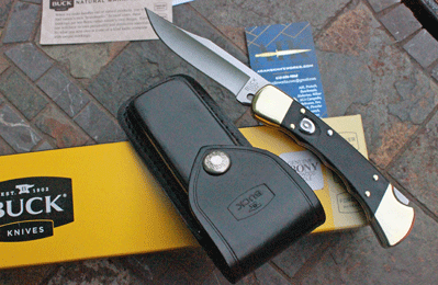 Buck FACTORY Folding Hunter 110 AUTOMATIC w/ Ebony Wood, Adams International Knifeworks