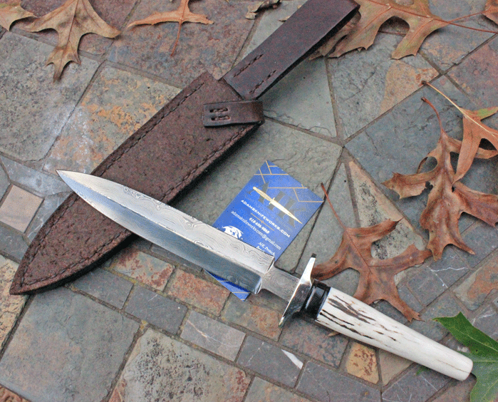 Bill Miller Handmade Damascus Dagger w/ Sambar Stag, Adams ...